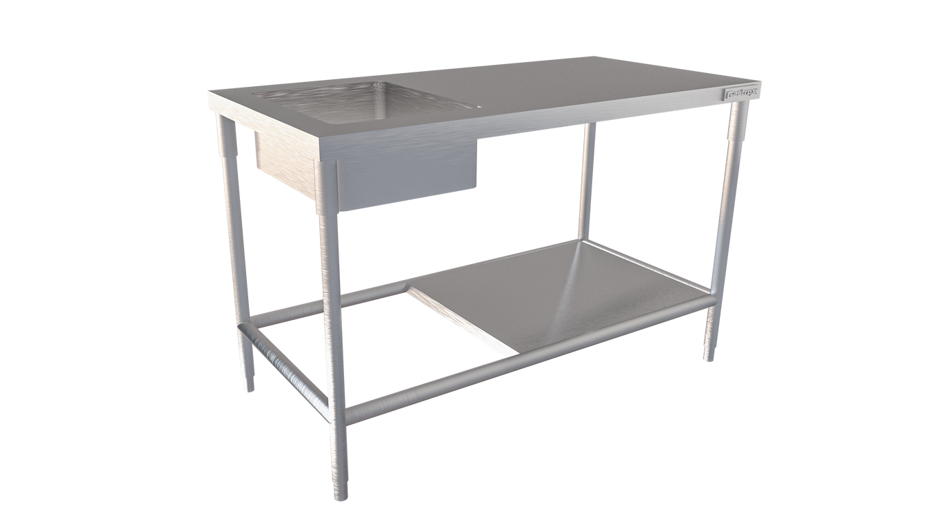 Mesa de trabajo con tarja en isla y piso – Gastrox