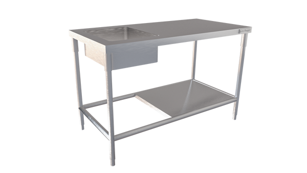 Mesa de trabajo con tarja en isla y piso – Gastrox